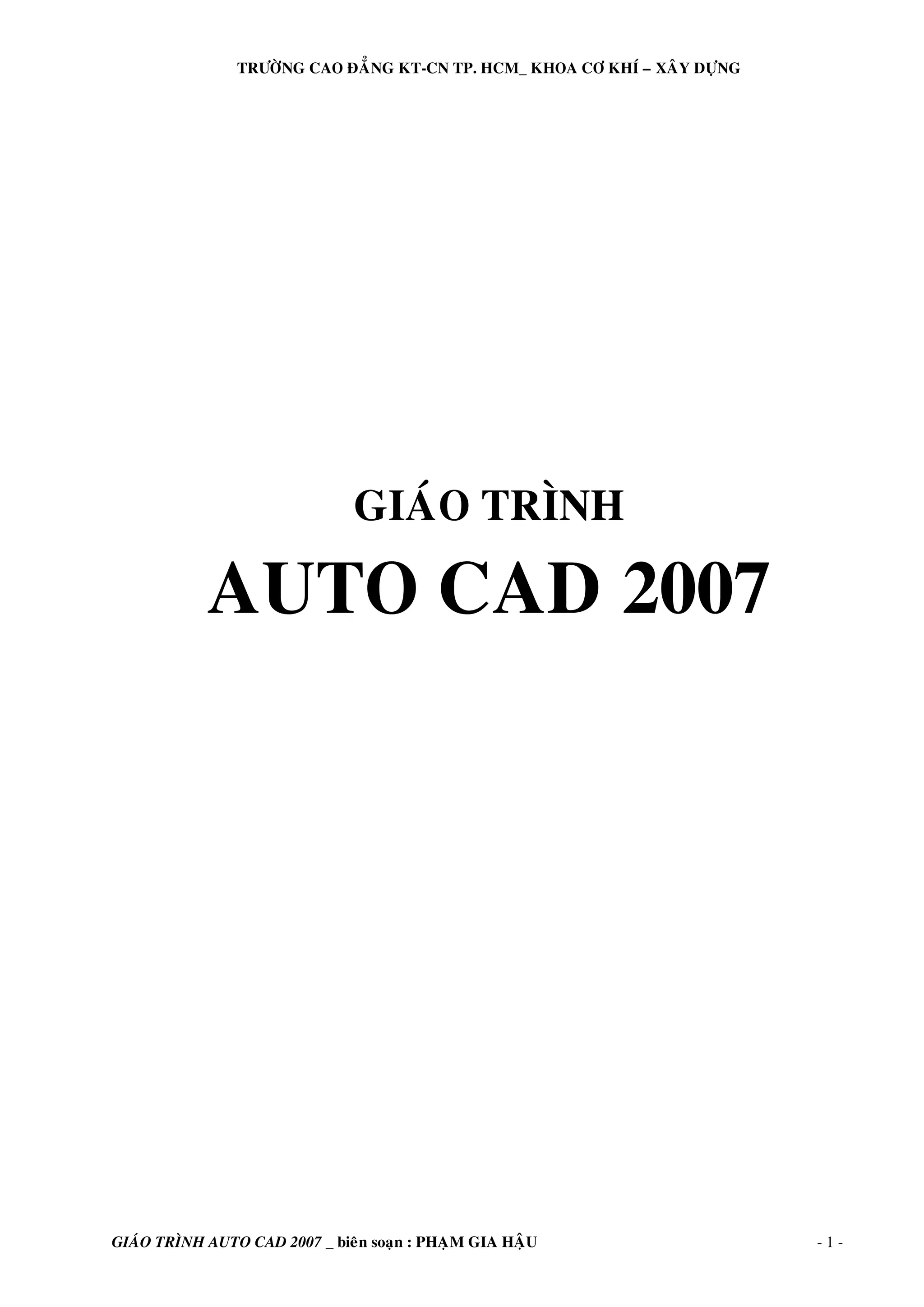 Giao trinh autocad 2007 full | PDF