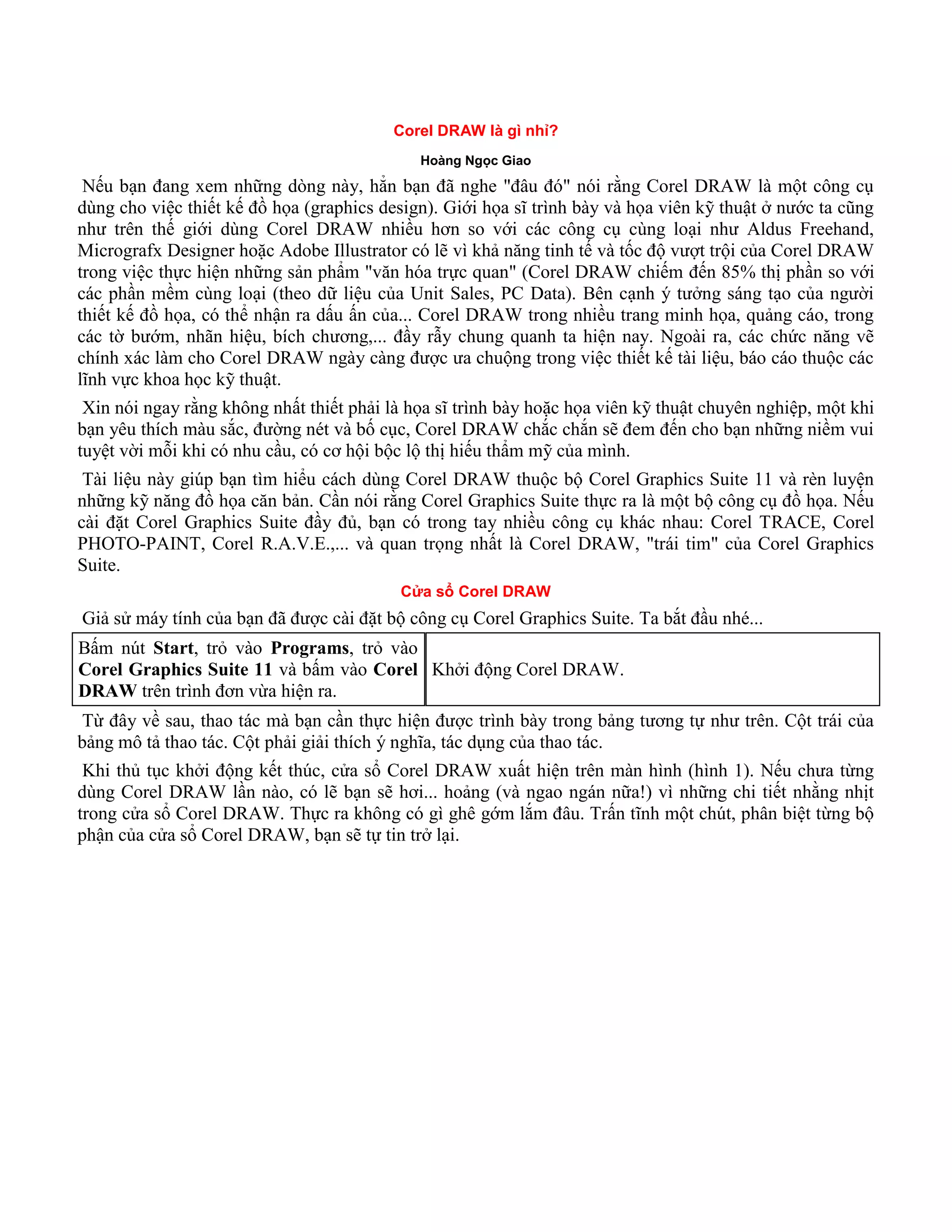 Giao trinh Corel Draw (By Hoang Ngoc Giao) | PDF