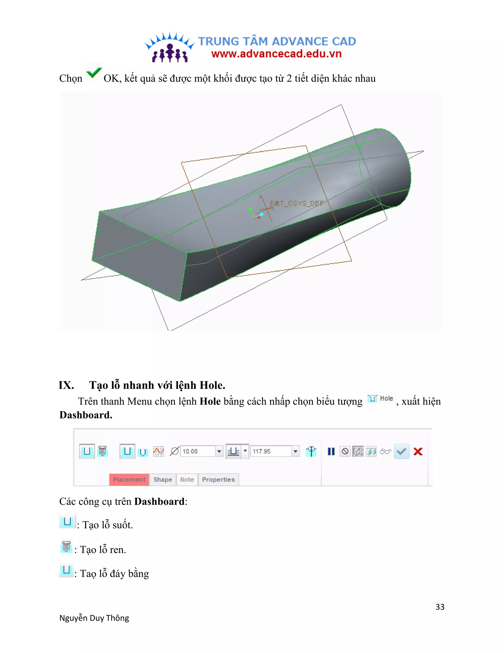 Giáo trình tự học Creo Parametric cơ bản Demo | PDF