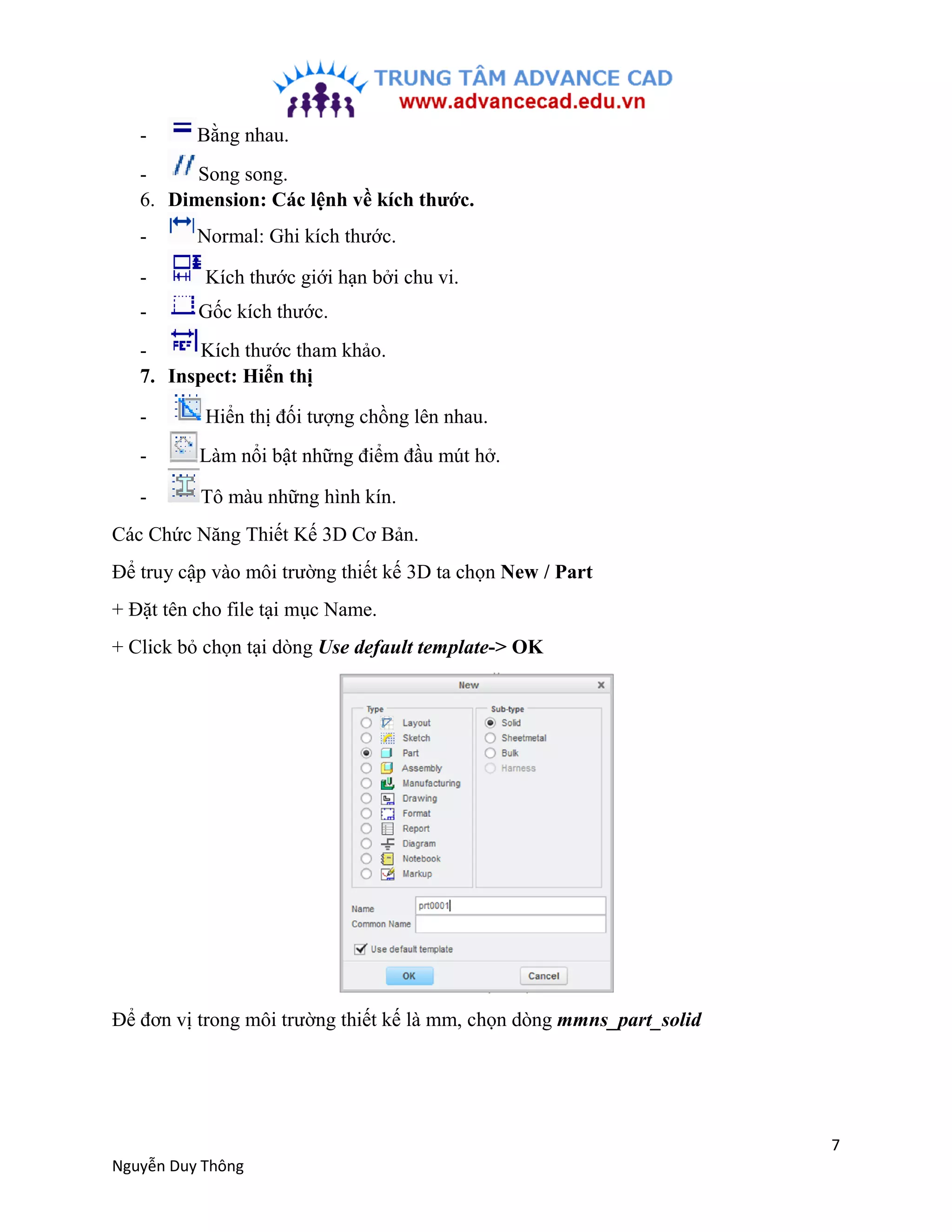 Giáo trình tự học Creo Parametric cơ bản Demo | PDF