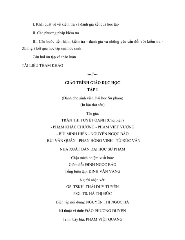 giáo dục học đại cương trần thị tuyết oanh chủ biên | DOCX