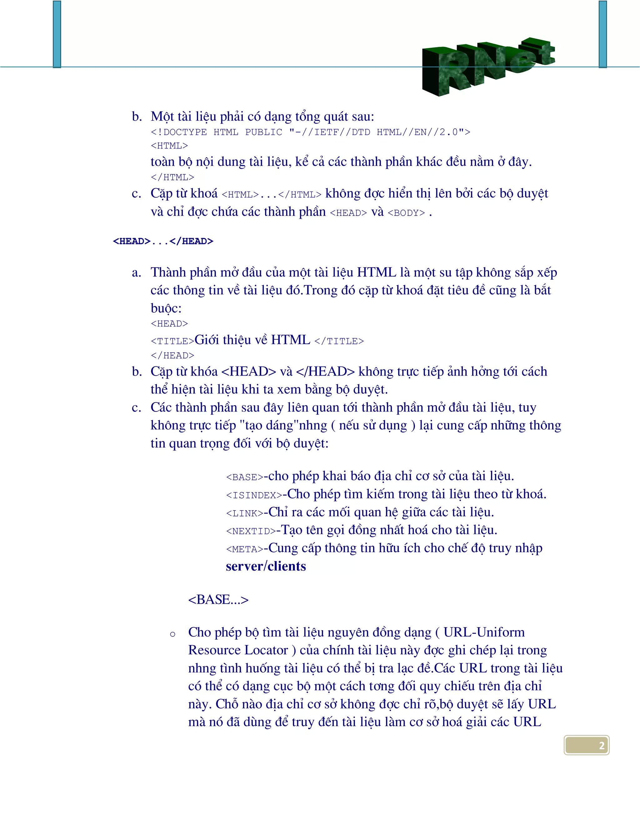 Giao trinh html | PDF