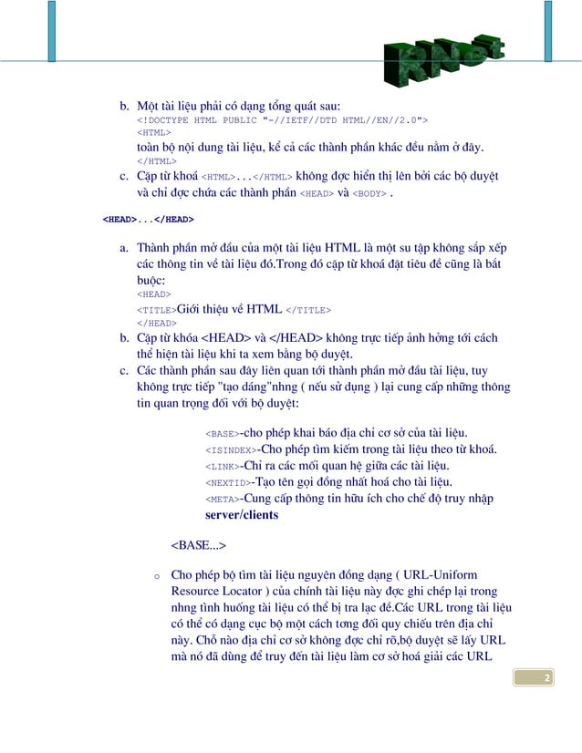 Giao trinh html | PDF