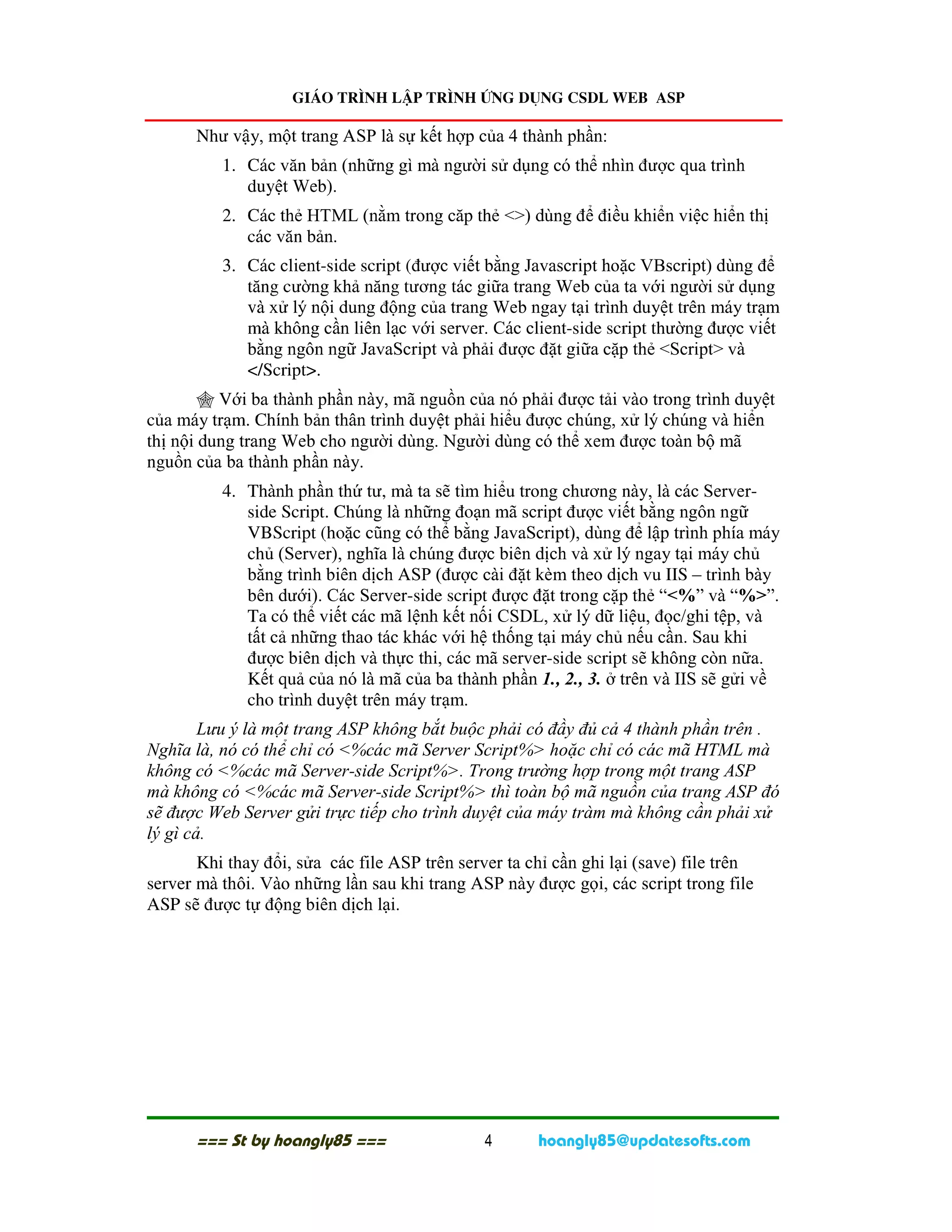 Giao trinh lap trinh ung dung csdl web asp p1 | PDF