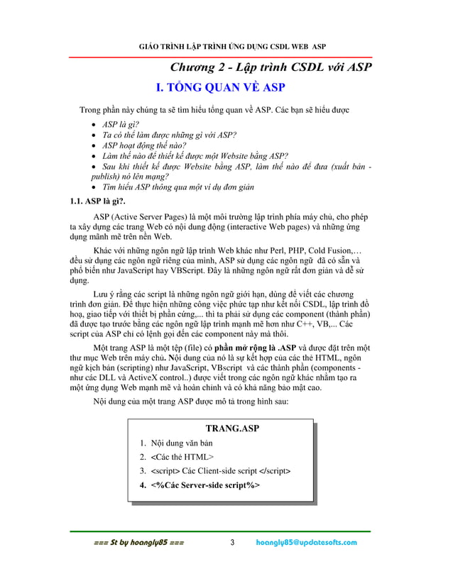 Giao trinh lap trinh ung dung csdl web asp p1 | PDF