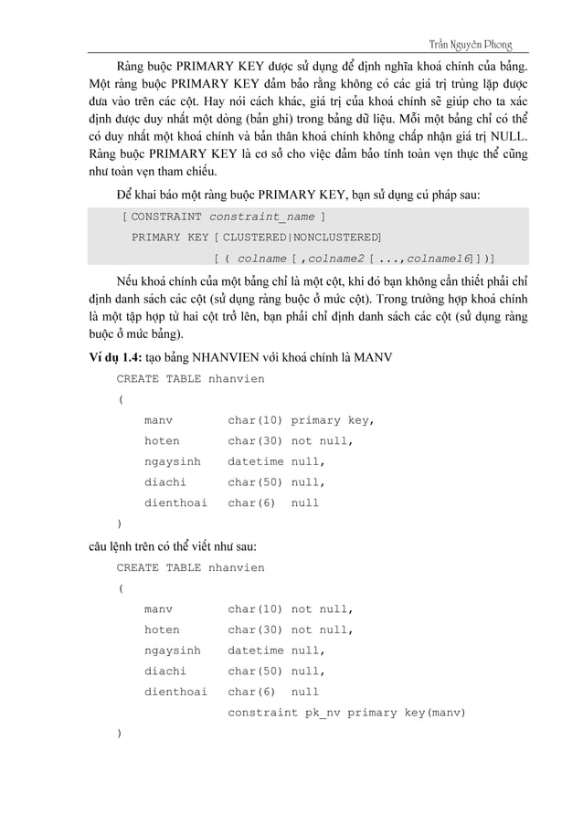 Giáo trình SQL server tiếng việt | PDF