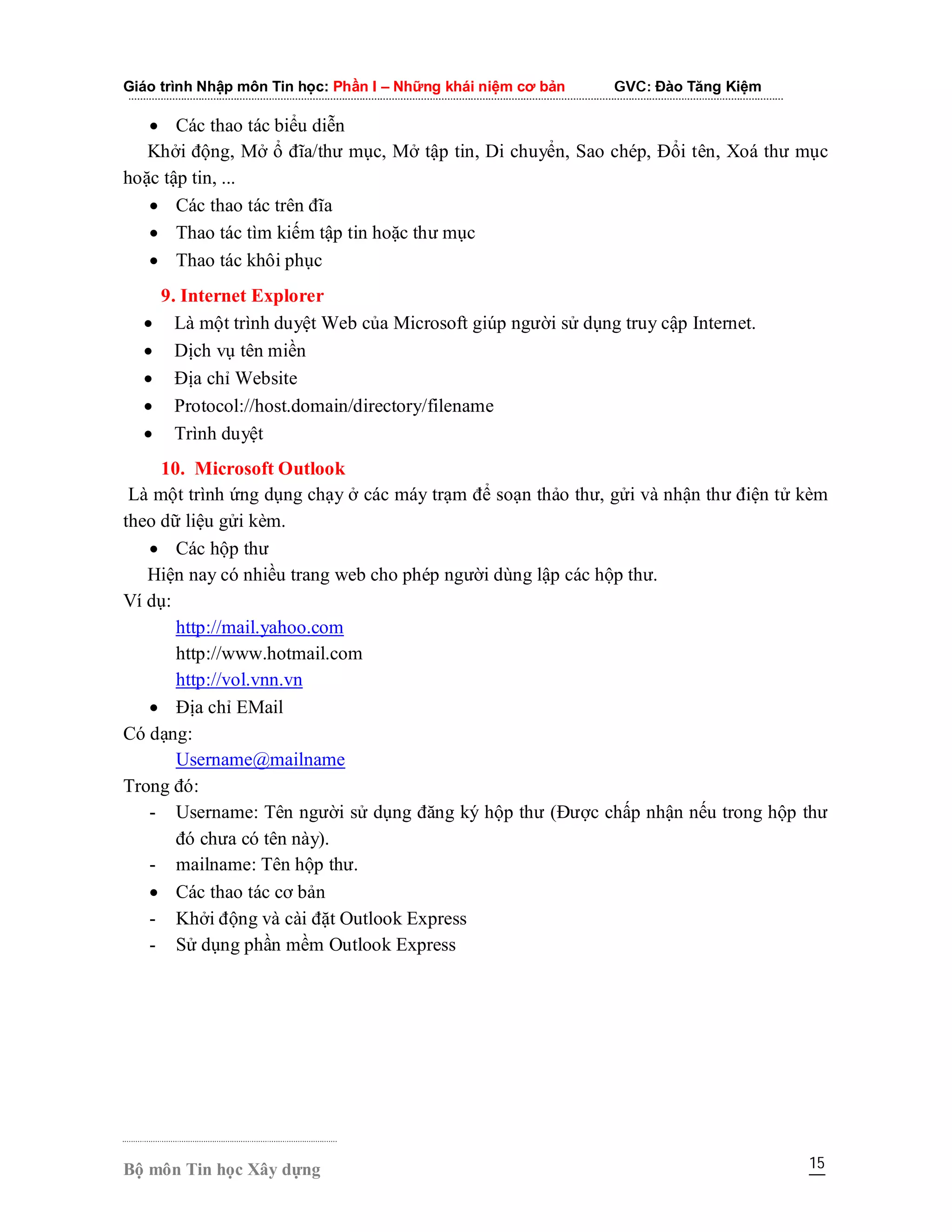 Giao trinh tin dai cuong kiem phan i | PDF