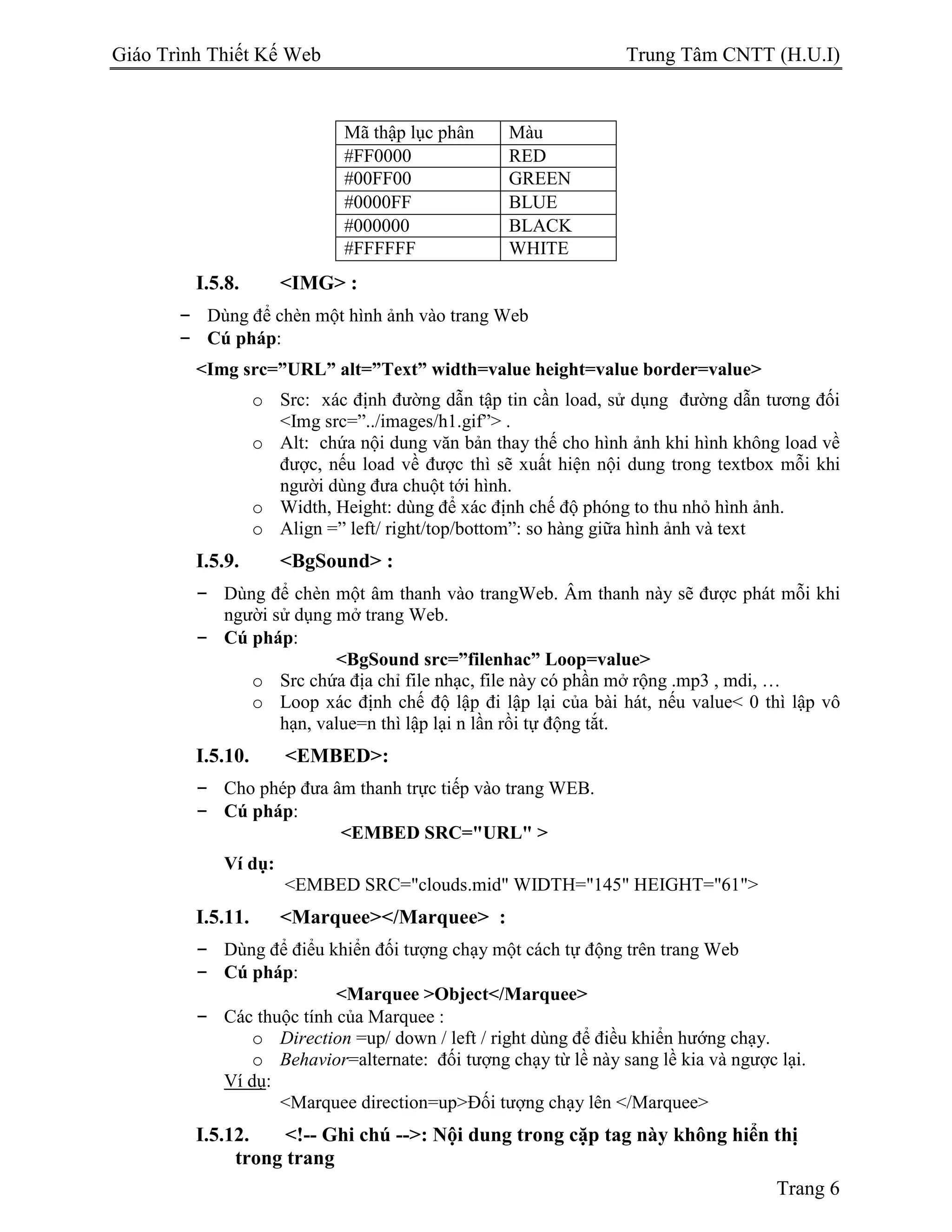 Giao trinh thiet ke web 1 | PDF