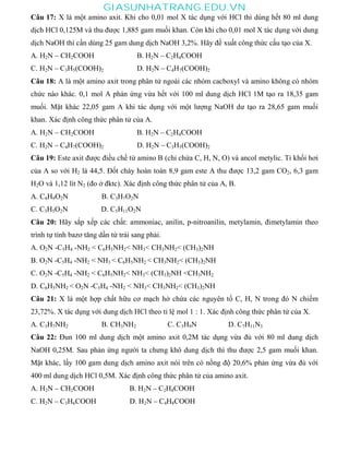 [Giasunhatrang.edu.vn]bai tap chuyen de amin amino axit protein | PDF