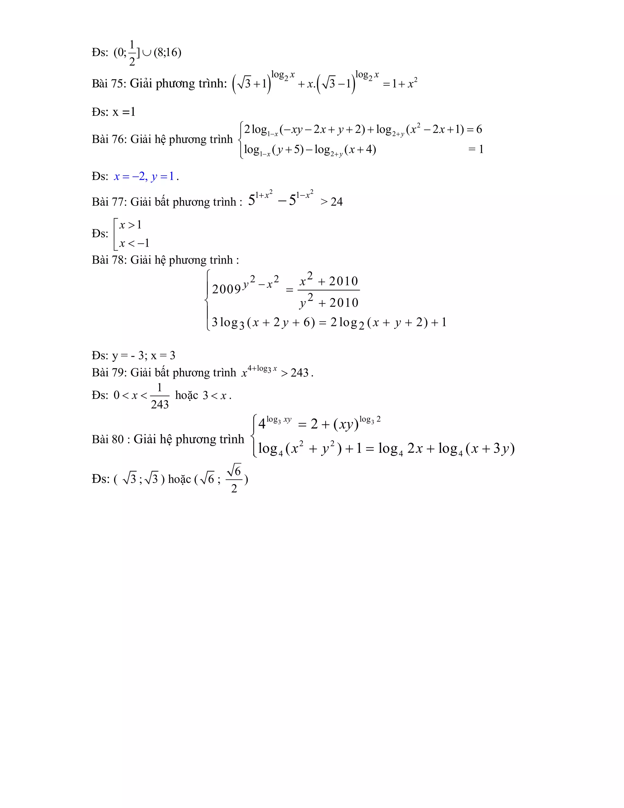 [Giasunhatrang.edu.vn]80 bt-logarit | PDF