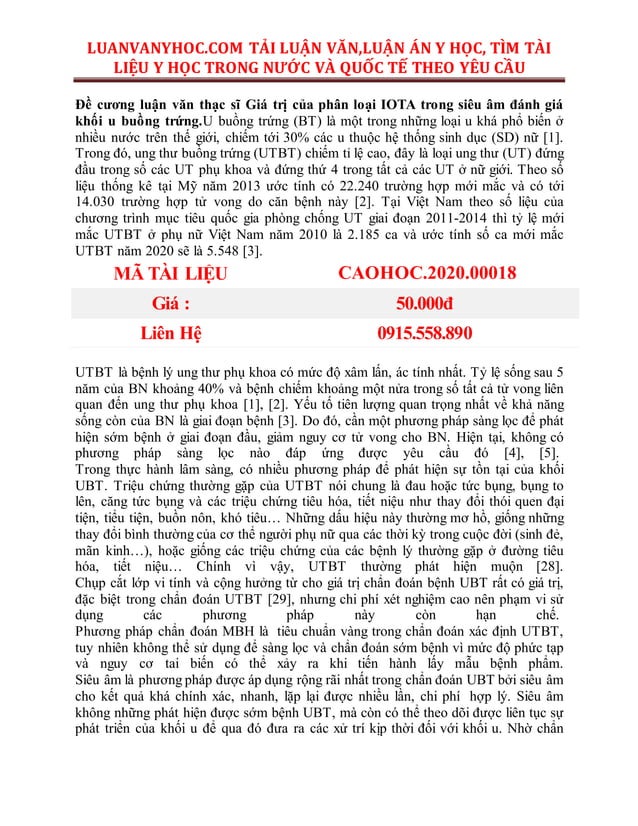 Gia tri cua phan loai iota trong sieu am danh gia khoi u buong trung | PDF