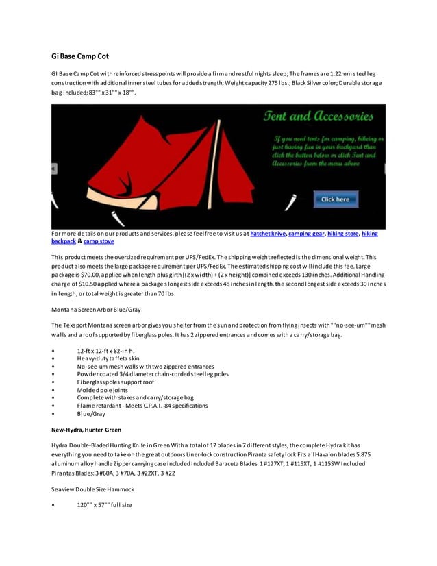 Gi base camp cot | PDF