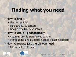 C-SAP e-learning forum: Evaluation of OER project | PPT | Education