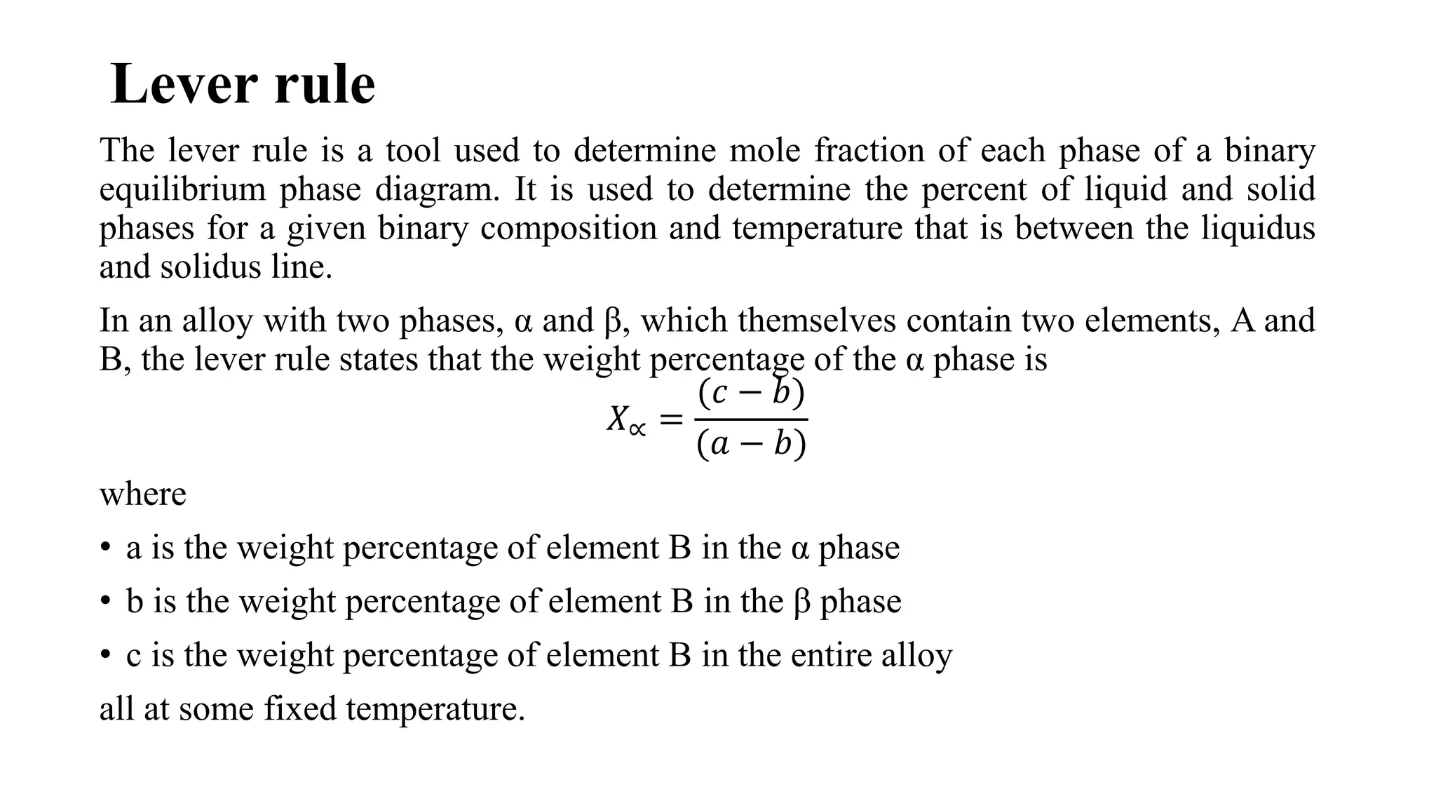 Gibbs phase rule and lever rule | PPTX | Chemistry | Science
