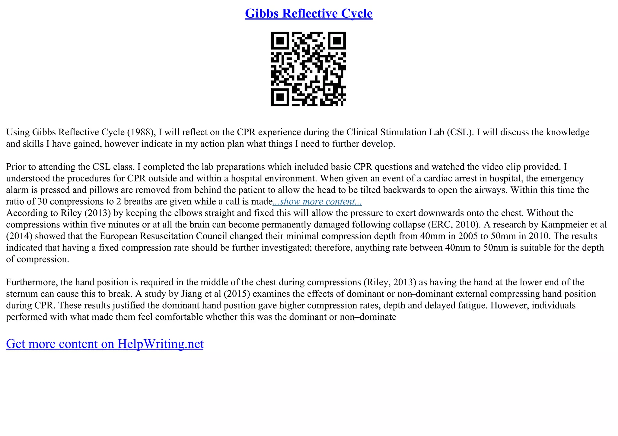 Gibbs Reflective Cycle | PDF