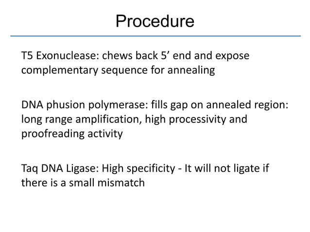 Gibson Assembly in Cloning | PPTX | Chemistry | Science