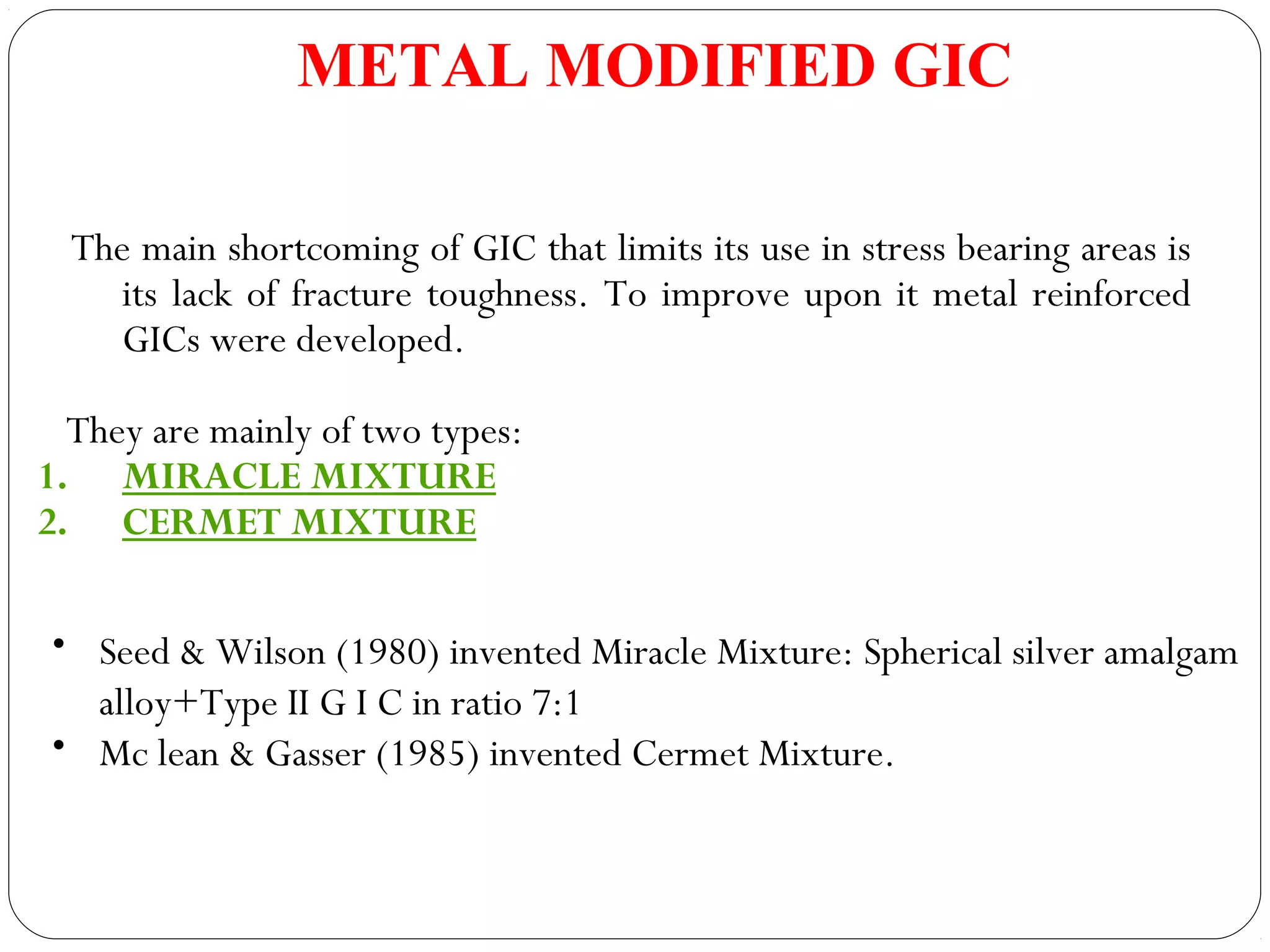 Glass Ionomer cement & it's advancement. | PPT
