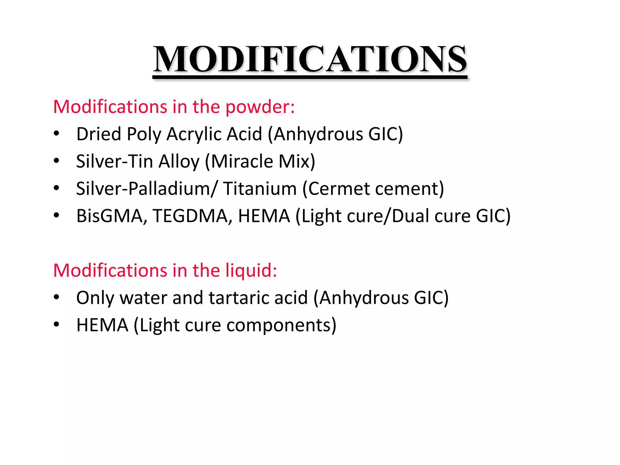 Glass Ionomer Cement (GIC) - Science of Dental materials | PPTX