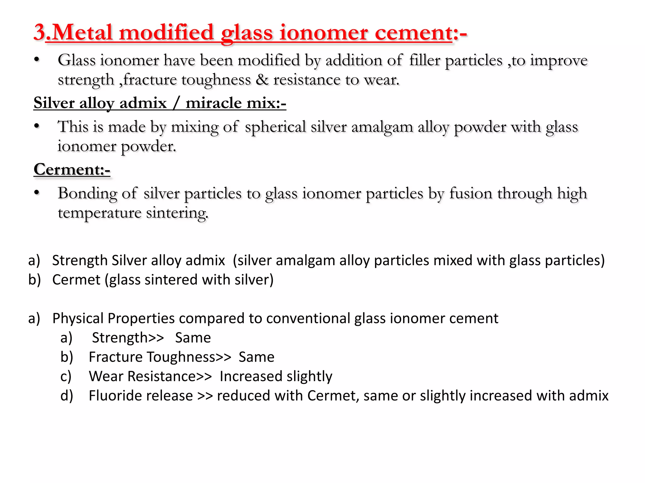 Glass Ionomer Cement (GIC) - Science of Dental materials | PPTX