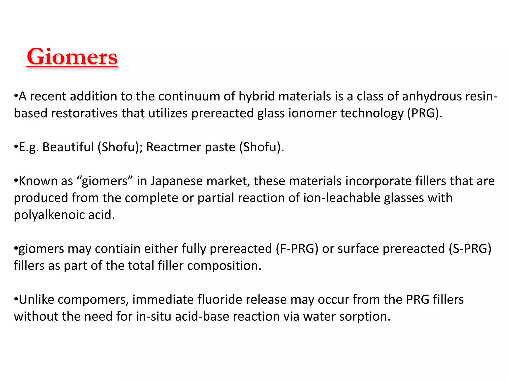 Glass Ionomer Cement (GIC) - Science of Dental materials | PPTX