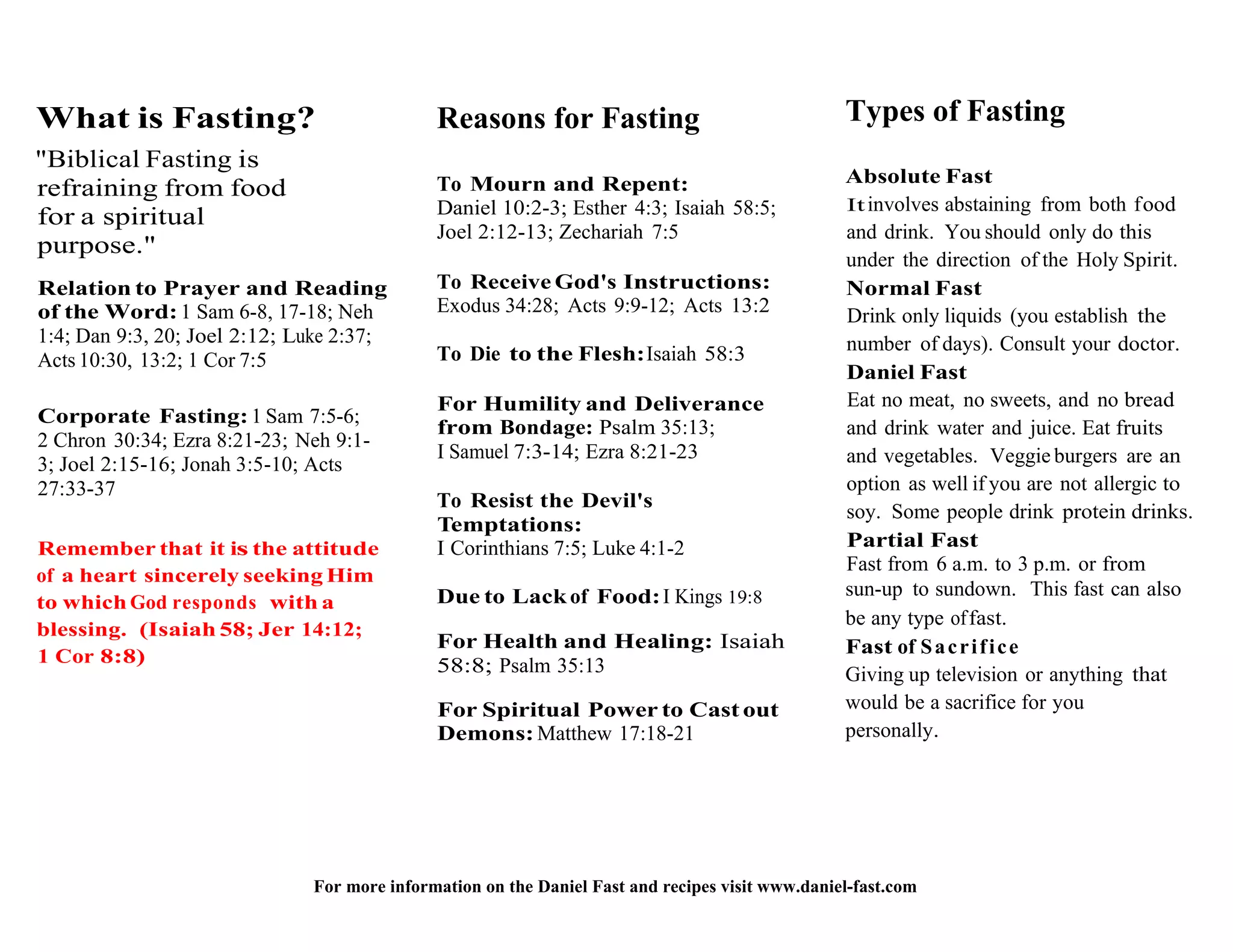 Daniel Fast Brochure | PDF