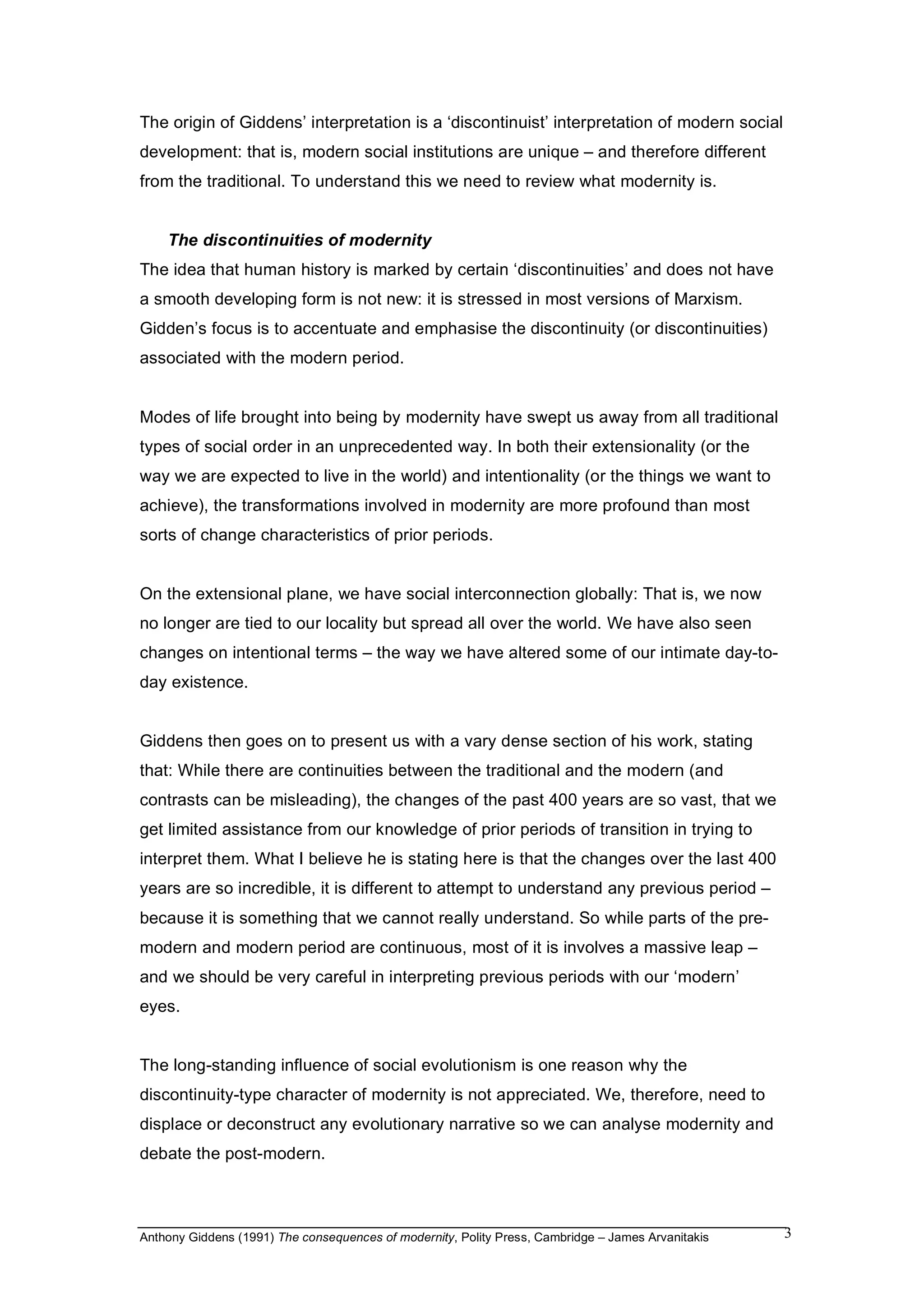 Giddens 1991 chapter-1_arvanitakis | PDF