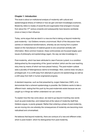 Giddens 1991 chapter-1_arvanitakis | PDF