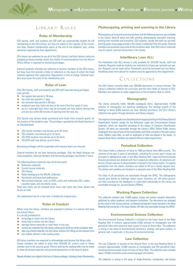 CEU Library Guide 09/10 | PDF