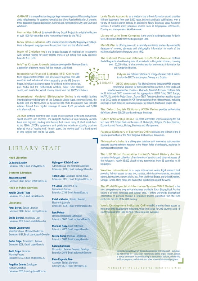 CEU Library Guide 09/10 | PDF