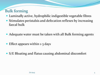 Drugs Used for treatment of Constipation & Diarrhoea | PPTX