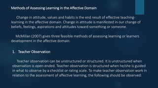 Assessment in Learning 2 / Affective Domain | PPTX