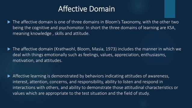 Assessment in Learning 2 / Affective Domain | PPTX