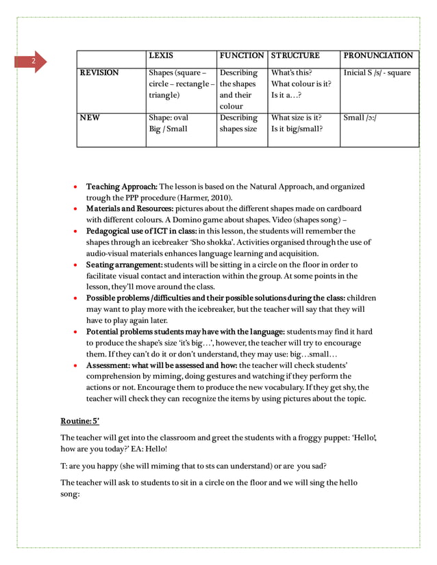 Lesson Plan - Class 2 | PDF