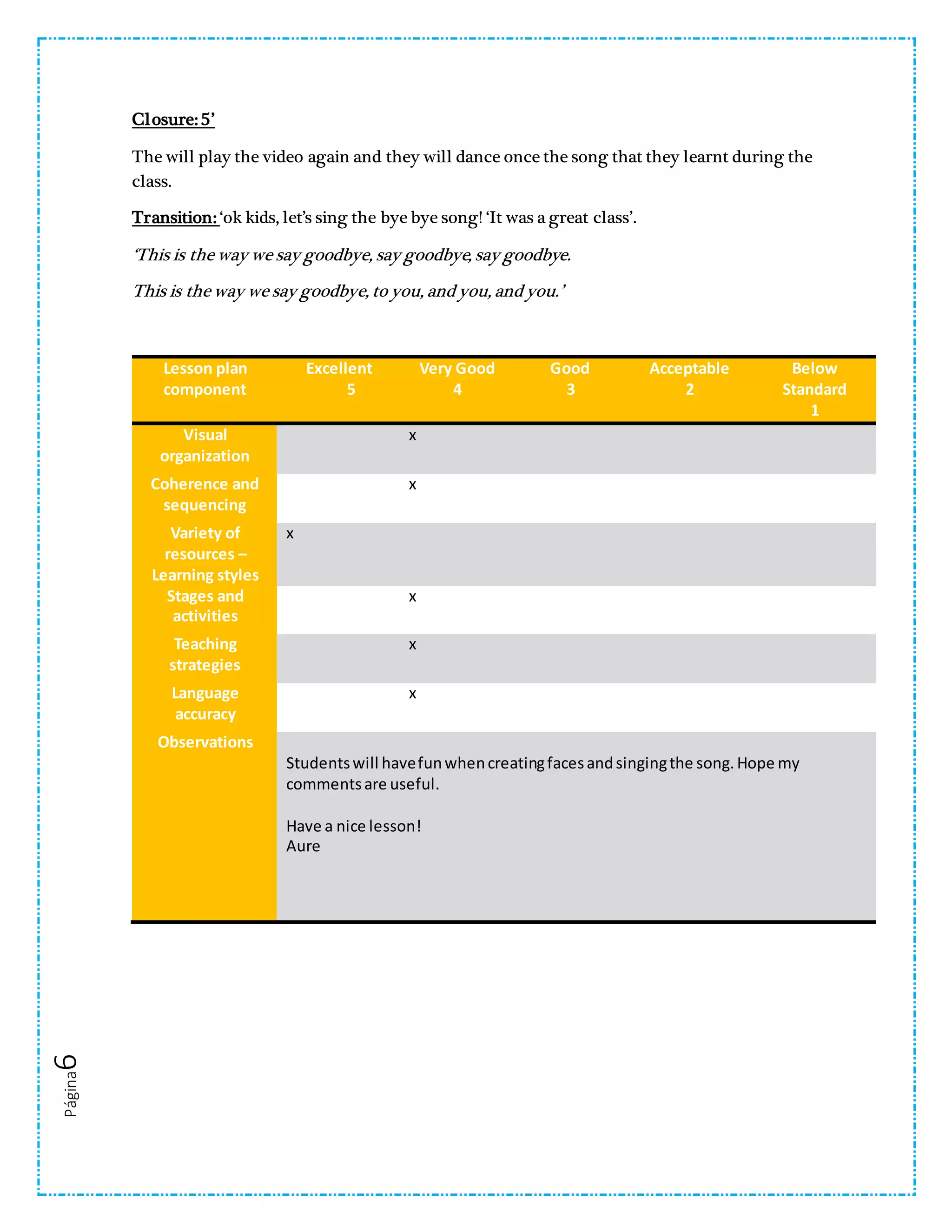 Lesson Plan - Class 5 | DOCX | Education