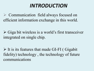 Gi-fi technology | PPTX | Computer Networking | Computing