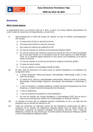 Guía del Itinerario Formativo Tipo (GIFT) de la UDM de AFyC de BSA | PDF