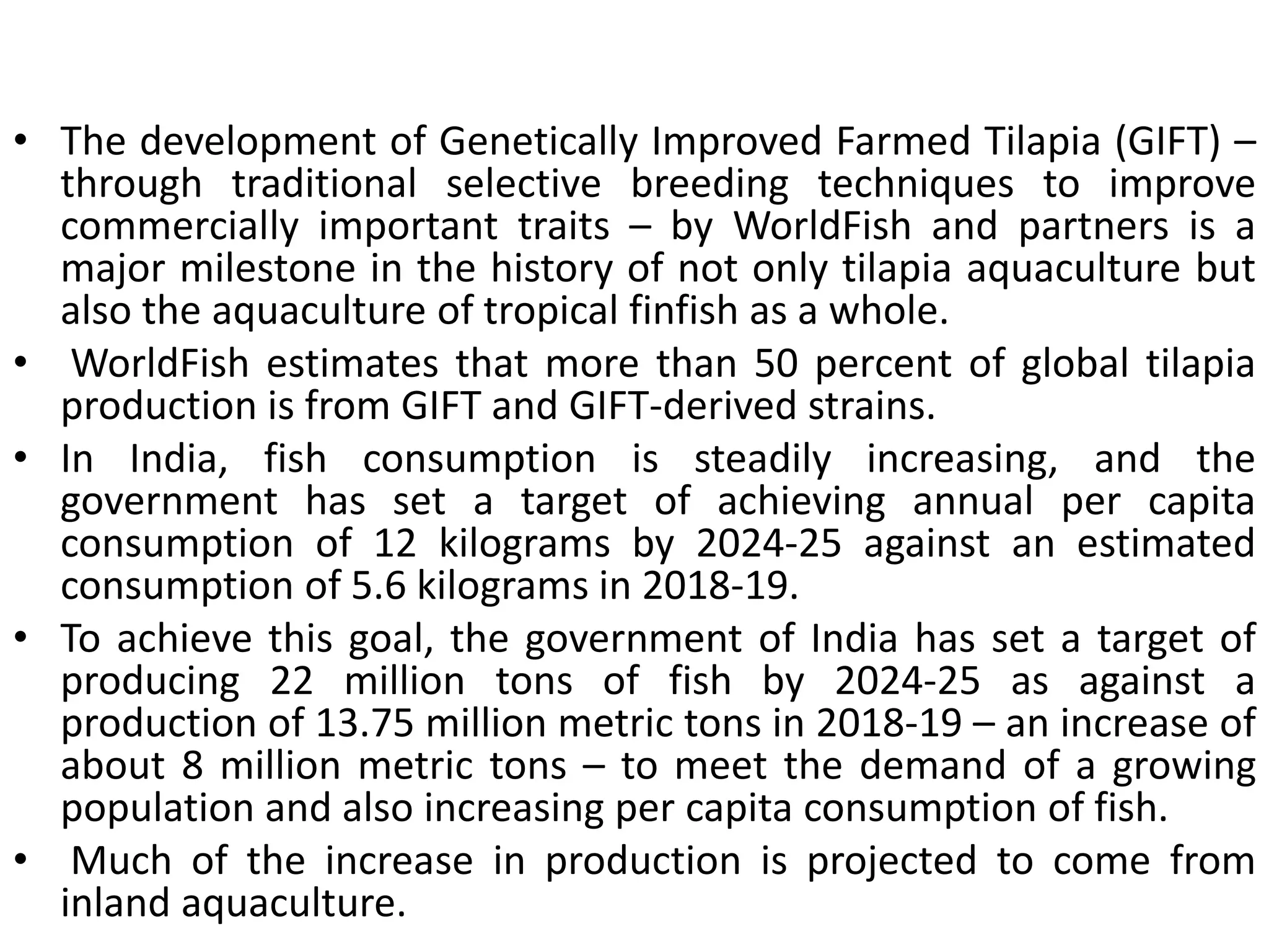 Climate smart Aquaculture of GIFT Tilapia for nutritional security and ...