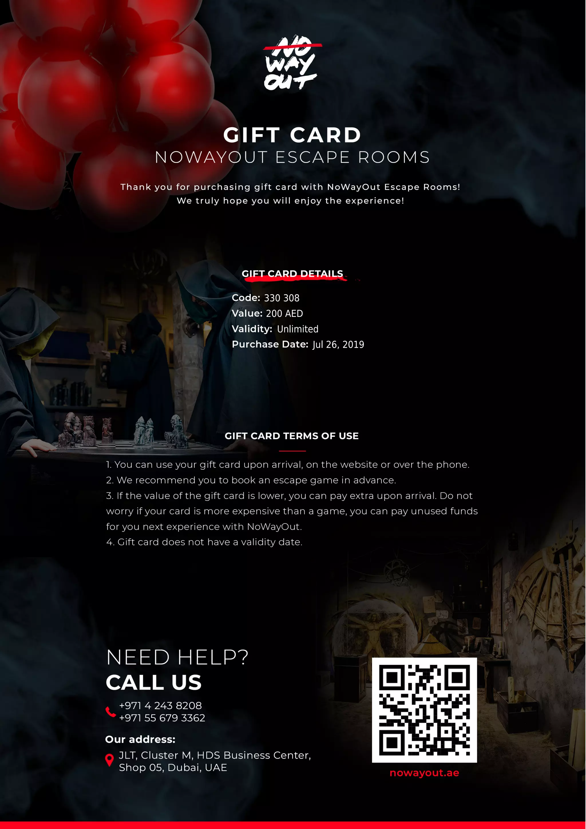 Gift card NoWayOut Escape Rooms | PDF