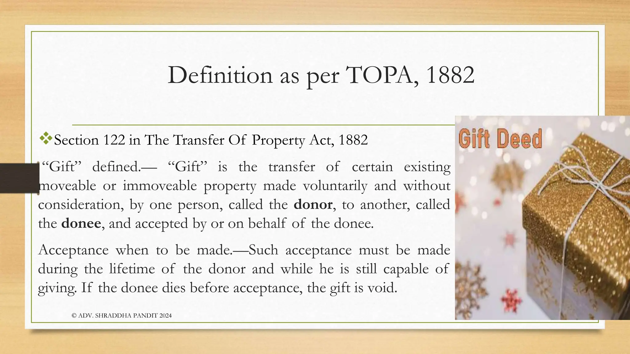 An Introduction to Gift Deed by Shraddha Pandit | PPTX