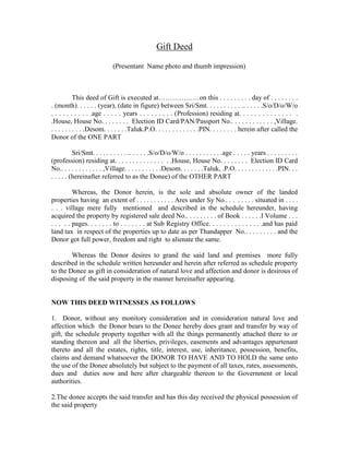 Gift_Deed_Eng.doc | Real Estate Buying and Selling | Real Estate