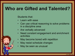 Gifted and talented advocacy project | PPT | Special Education | Education