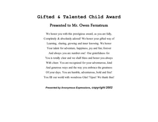 Gifted and Talented Child Award | DOCX