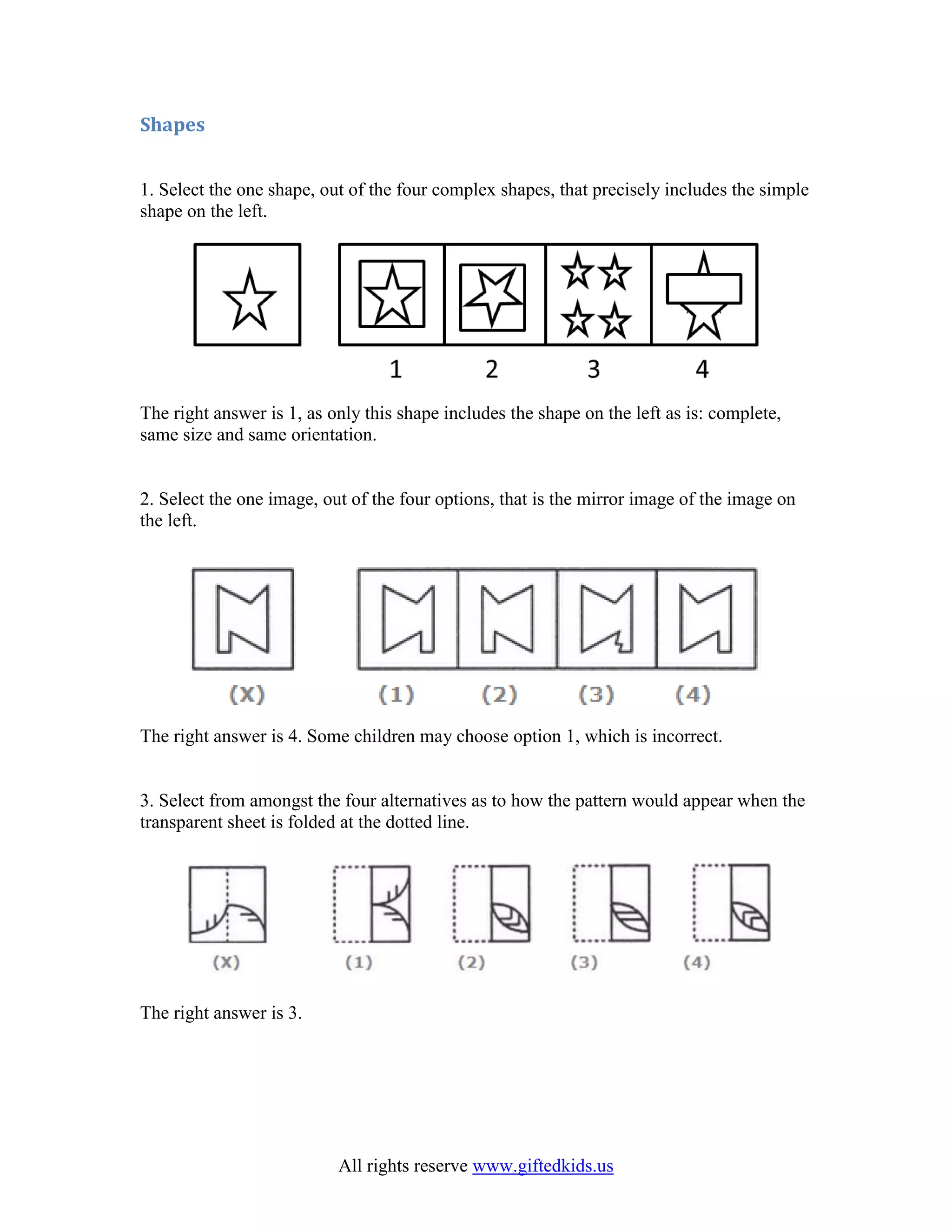 Gifted Children sample test | PDF