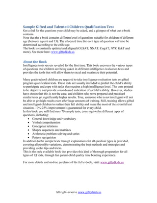 Gifted Children sample test | PDF