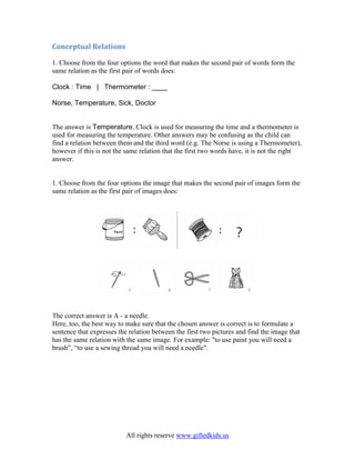 Gifted Children sample test | PDF