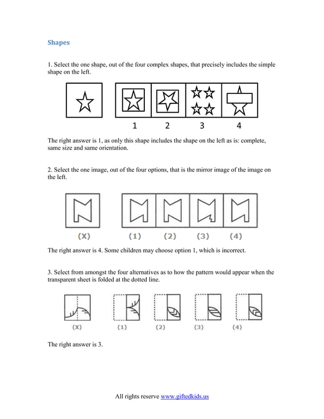 Gifted Children sample test | PDF