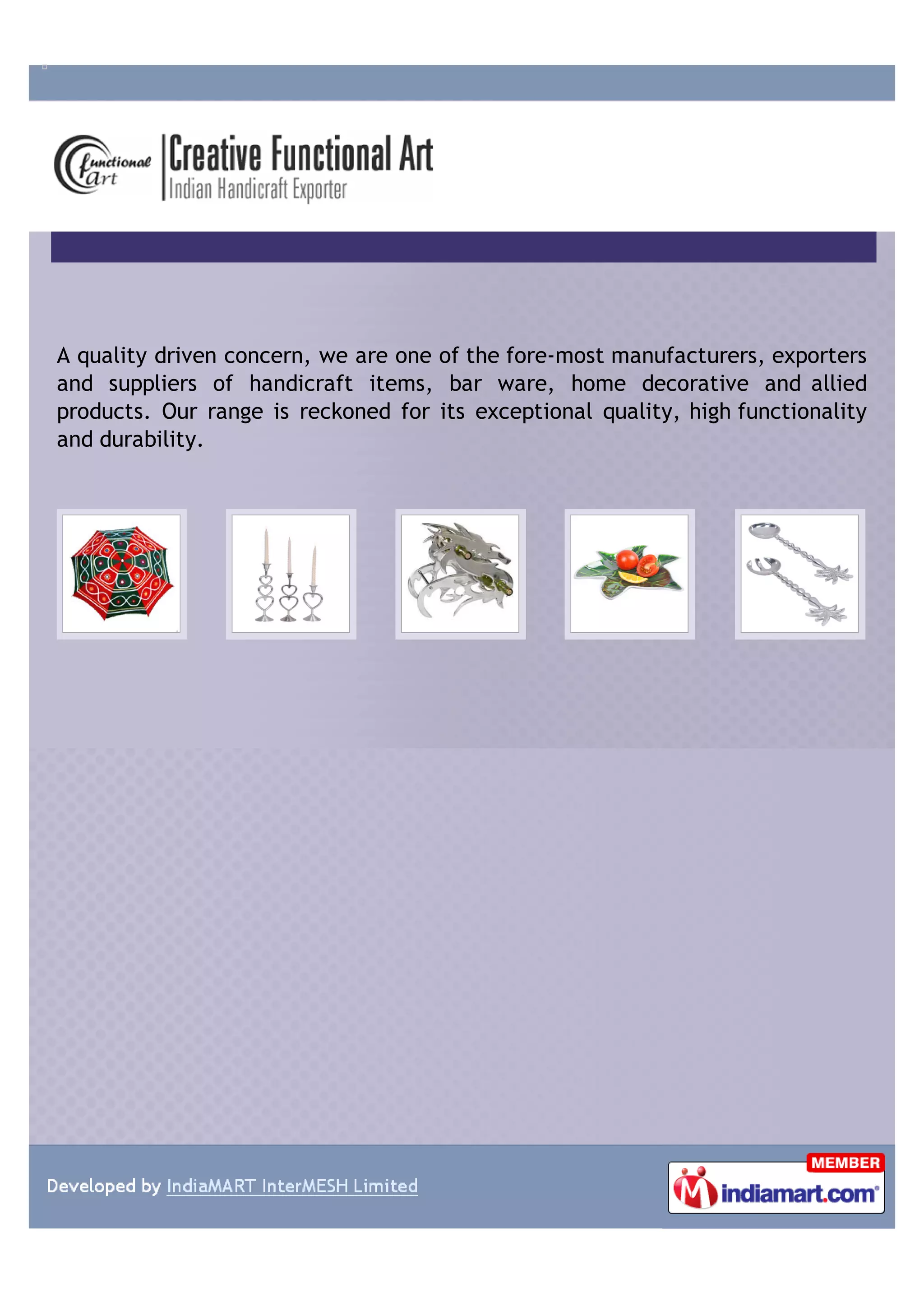 Creative Functional Art,Moradabad, Handicraft Items | PDF