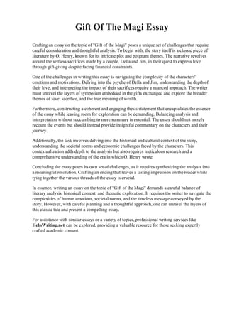 Gift Of The Magi Essay.pdf | Books and Literature
