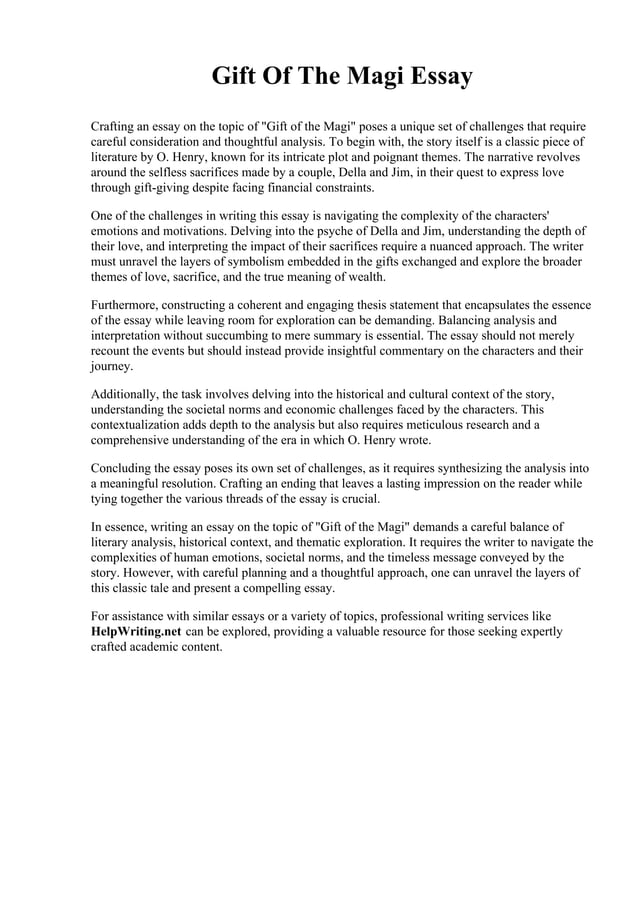 Gift Of The Magi Essay.pdf | Books and Literature