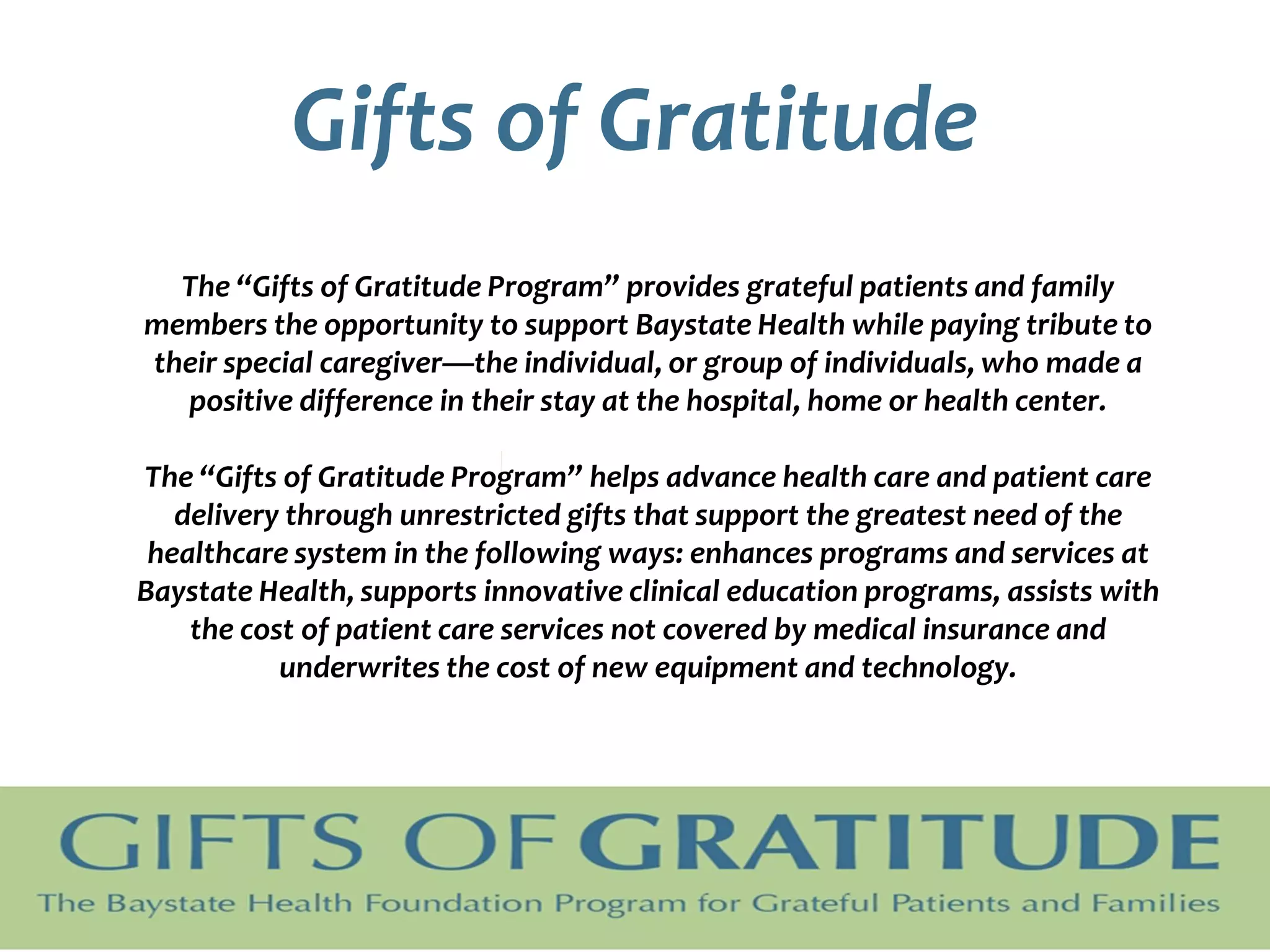 Inspiring "Gifts of Gratitude" in Healthcare | PDF